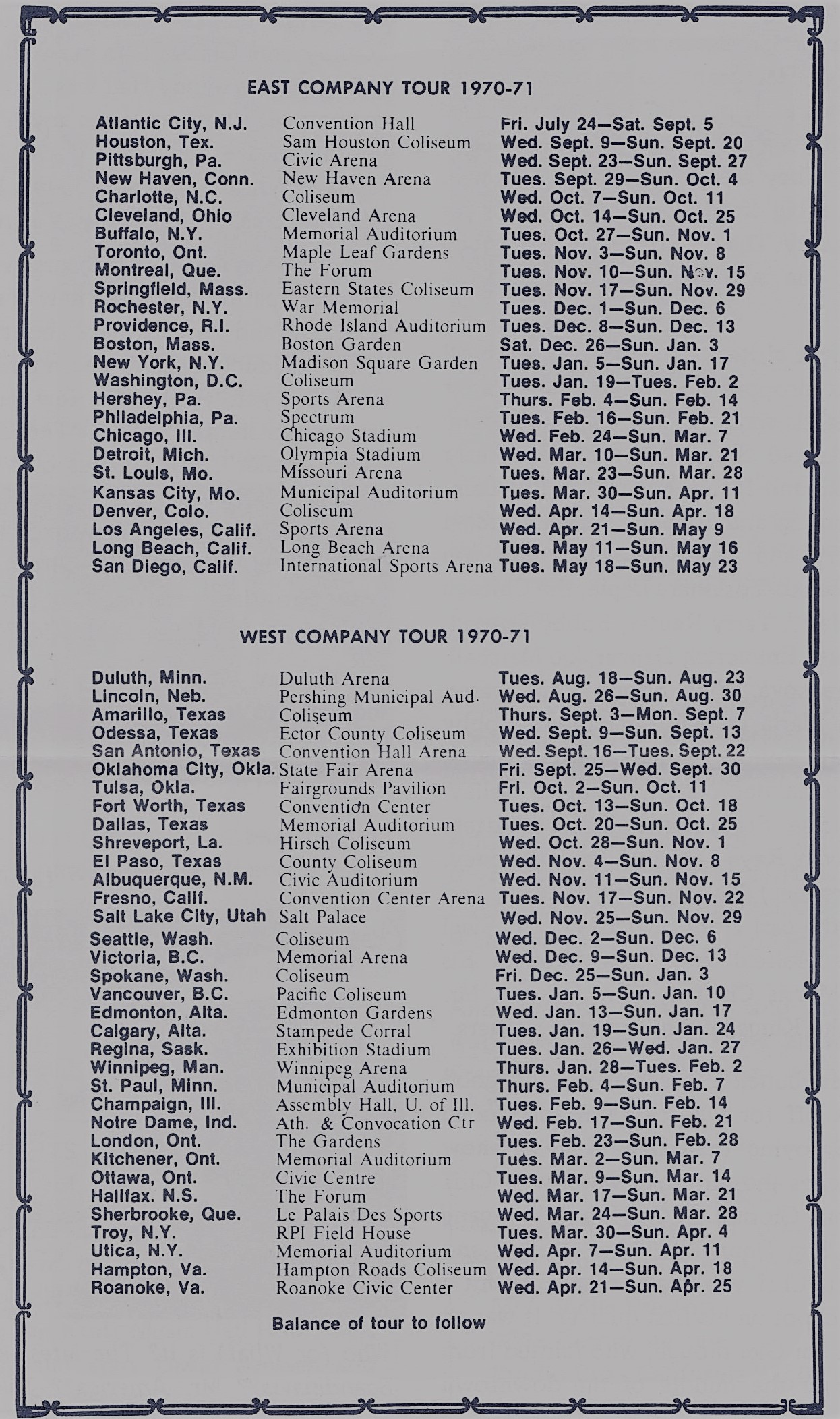 Ice Capades Tour Itineraries – Ice Capades The Blade